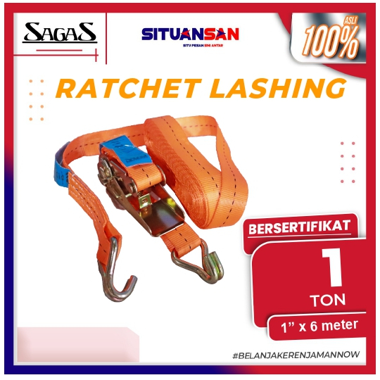 Jual Ratchet Tie Down 1 Ton x 6 Meter Cargo Lashing Belt Tali Pengikat ...