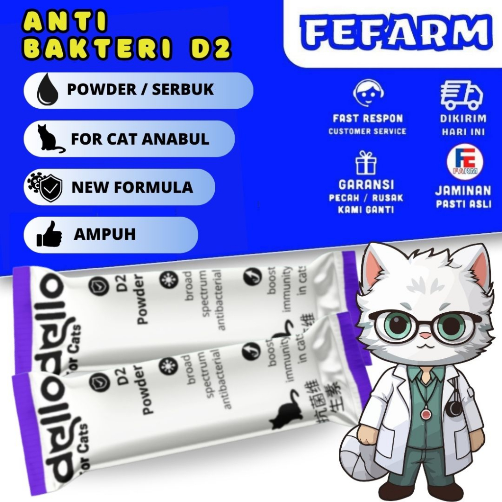 Jual Anti Virus Kucing & Kitten Dello D2 Serbuk Anti Virus Bubuk Sachet ...