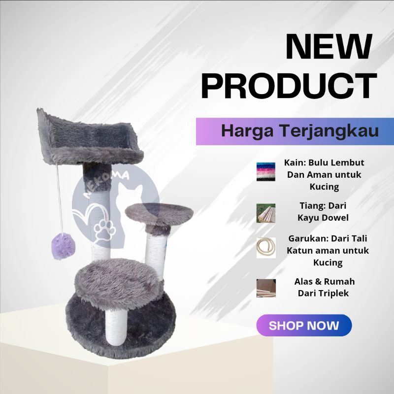 Jual Cat Condo Model Tiga Tiang / Panjatan Kucing / Garukan Kucing ...