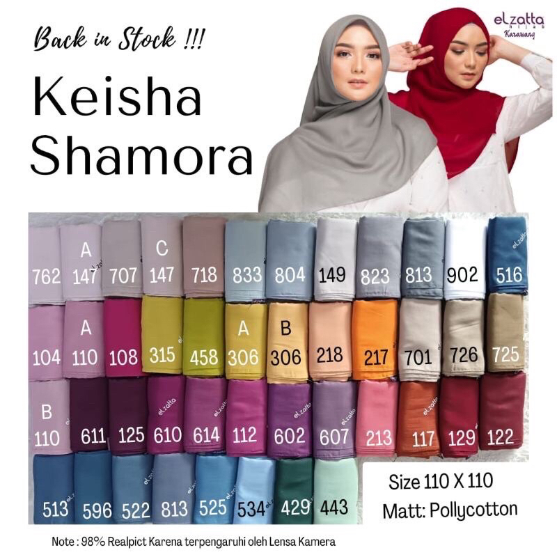 Jual Elzatta Keisha SHAMORA Kerudung Segi Empat Warna Lengkap Original ...