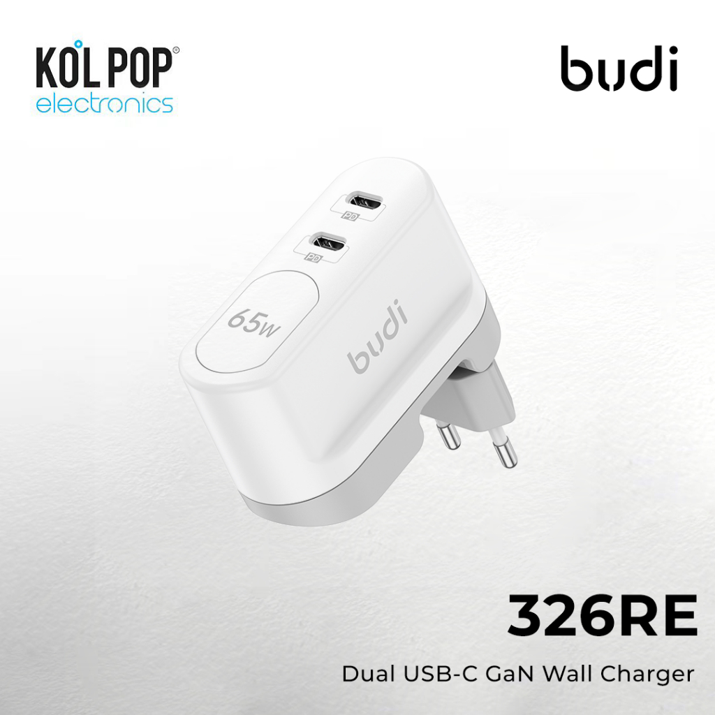 Jual Budi 326RE PD 65W Dual USB-C GaN Wall Charger | Shopee Indonesia