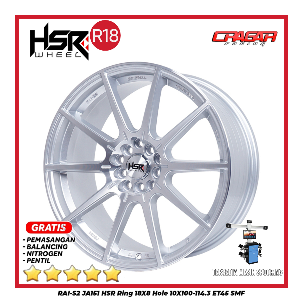 Jual VELG PELEK HSR WHEEL RAI-S2 JA151 R18 LUBANG 5 ET45 SMF BUAT ALTIS ...