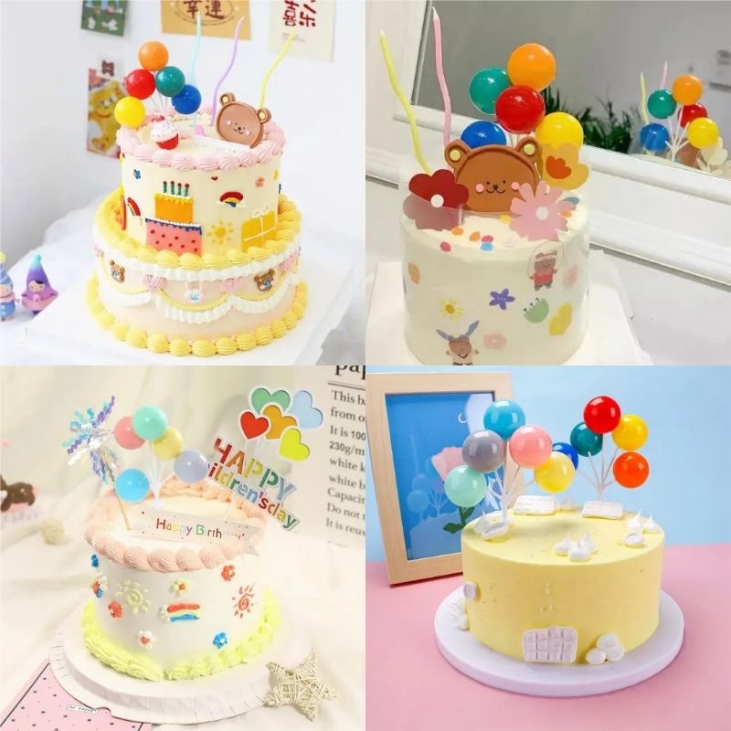 Jual Topper Kue Balon Bola Bola 5 pcs / Cake Topper Ballon 5 Balls ...