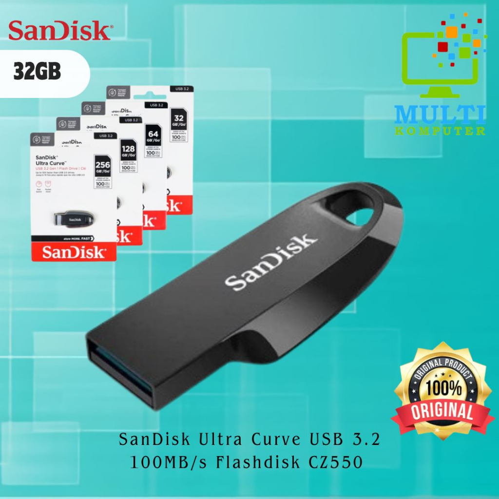 Jual SanDisk Ultra Curve USB 3.2 100MB/s Flashdisk CZ550 32GB | Shopee Indonesia