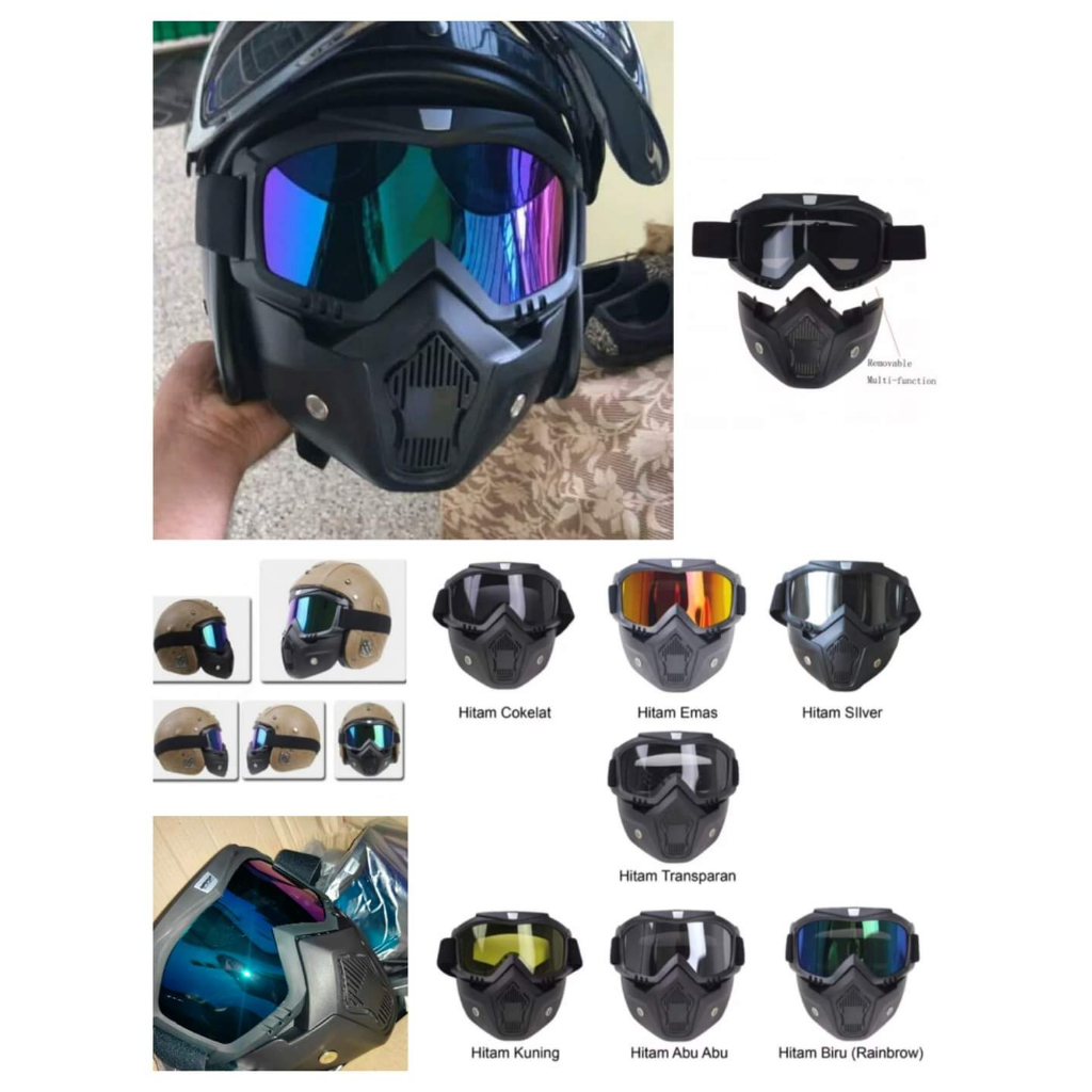 Jual Topeng helm retro cargloss Google goggle mask masker penutup wajah ...
