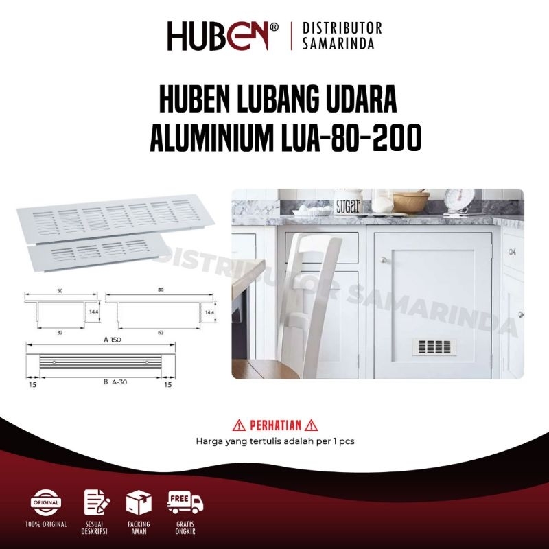 Jual HUBEN LUA 80-200MM Lubang Udara Aluminium 8 x 20 CM Lubang Hawa ...