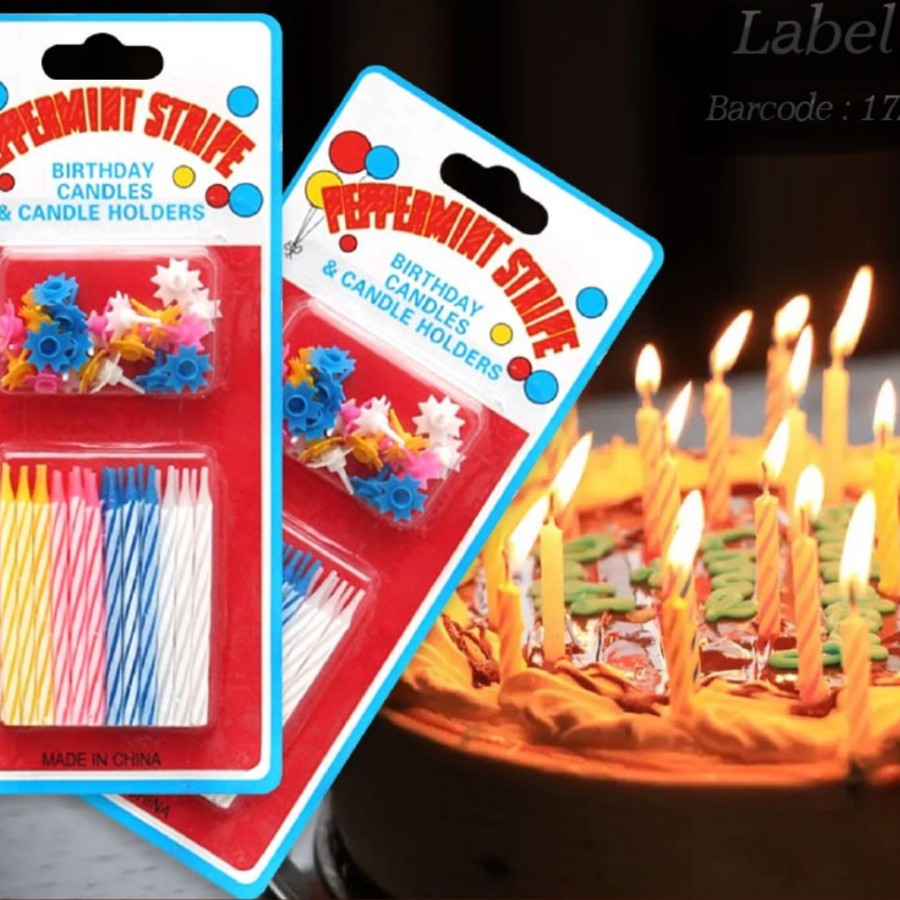 Jual Lilin ulir kecil 24pc no5 with holder candle hb hbd ulang tahun ...