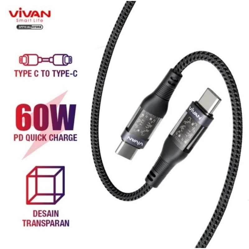 Jual Vivan Kabel Data Explore-CC Type C To Type C PD 60W Fast Charging ...