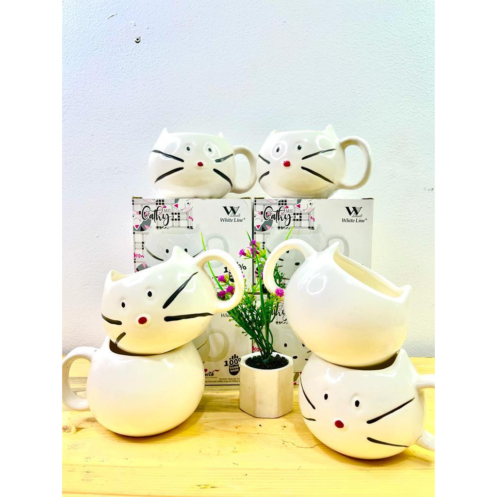Jual Cangkir Keramik Cat / Set Ceramic Mug 300 ml / Gelas Unik kucing ...