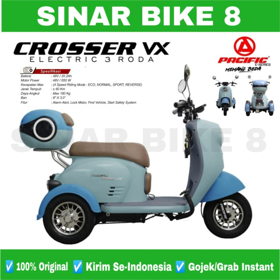 Jual Sepeda Motor Listrik PACIFIC CROSSER VX Electric E Bike Roda Tiga ...