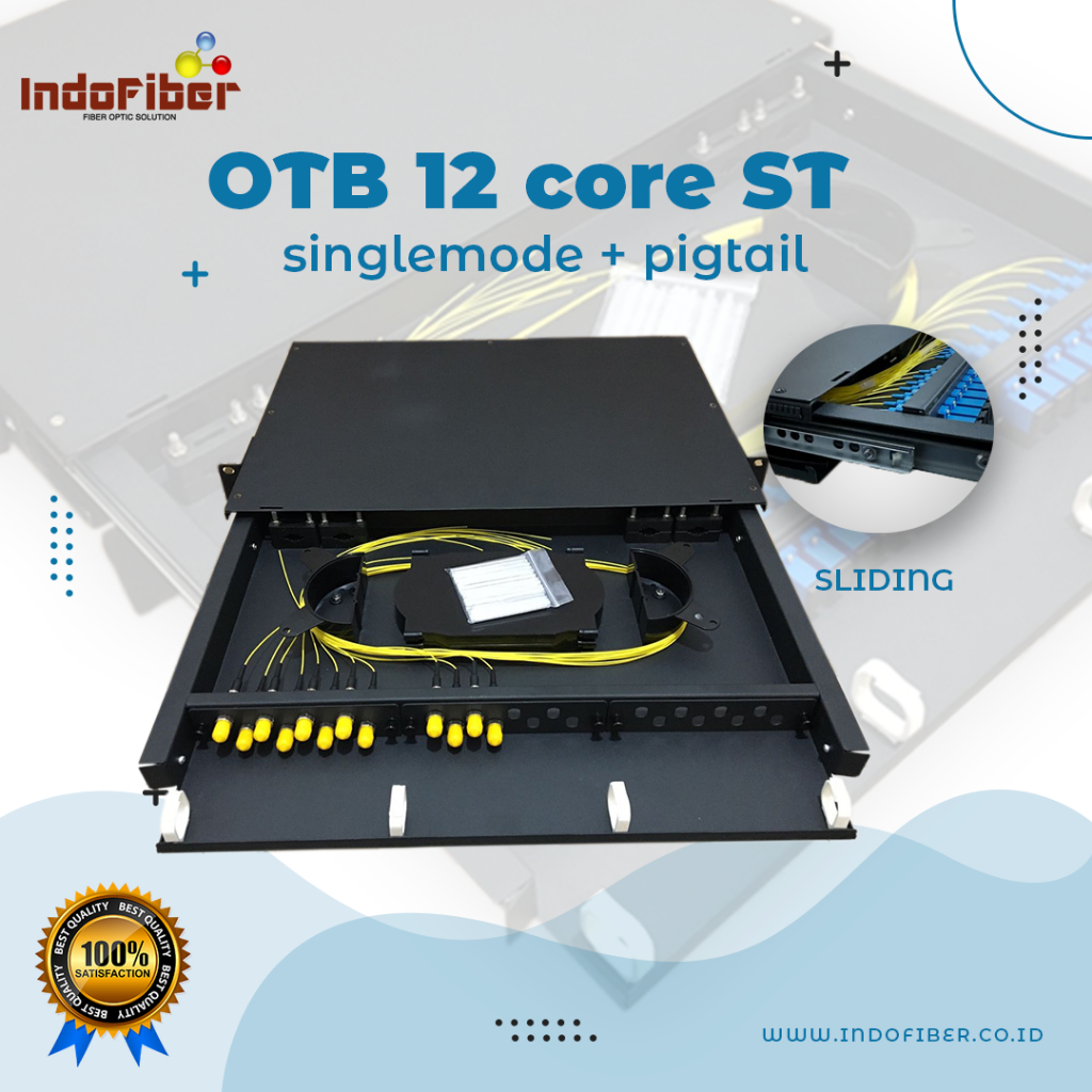 Jual Indofiber OTB 12 core ST Singlemode rackmount sliding rail + Pigtail / OTB 12 port ST ...