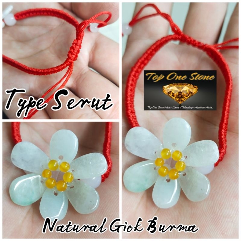 Jual [TOS] Gelang Giok Burma Serut Motif Bunga | Shopee Indonesia