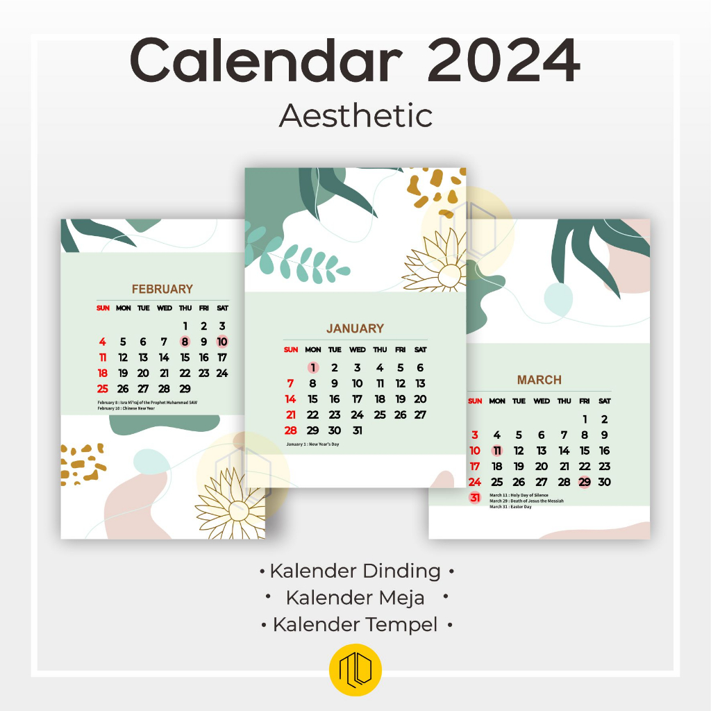 Jual Kalender Dinding Aesthetic 2024 / Kalender Meja Aesthetic 2024 ...