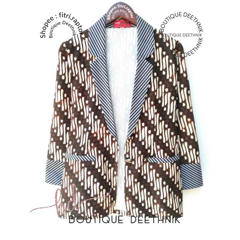 Jual Deethnik baju batik model blazer warna sogan | Shopee Indonesia
