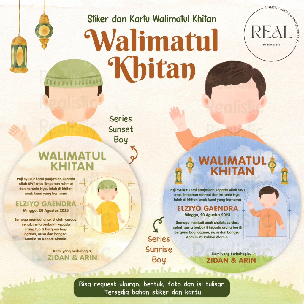 Jual Realistic - Stiker/ Kartu Syukuran Khitanan Desain Lucu - Hang Tag ...