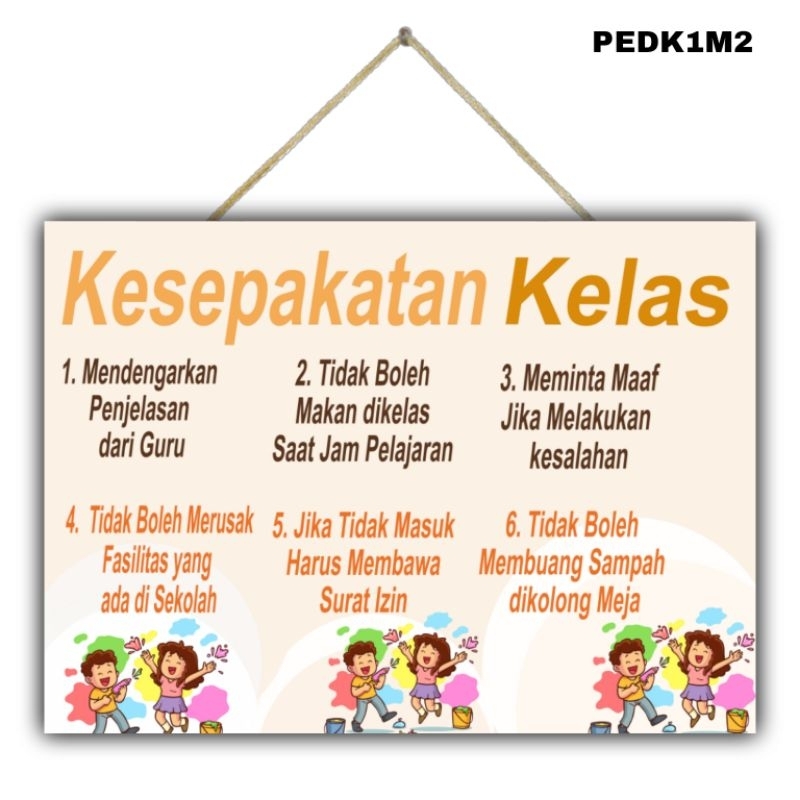 Jual COD Hiasan dinding KESEPAKATAN KELAS gantungan dinding sekolah poster kelas edukasi anak ...