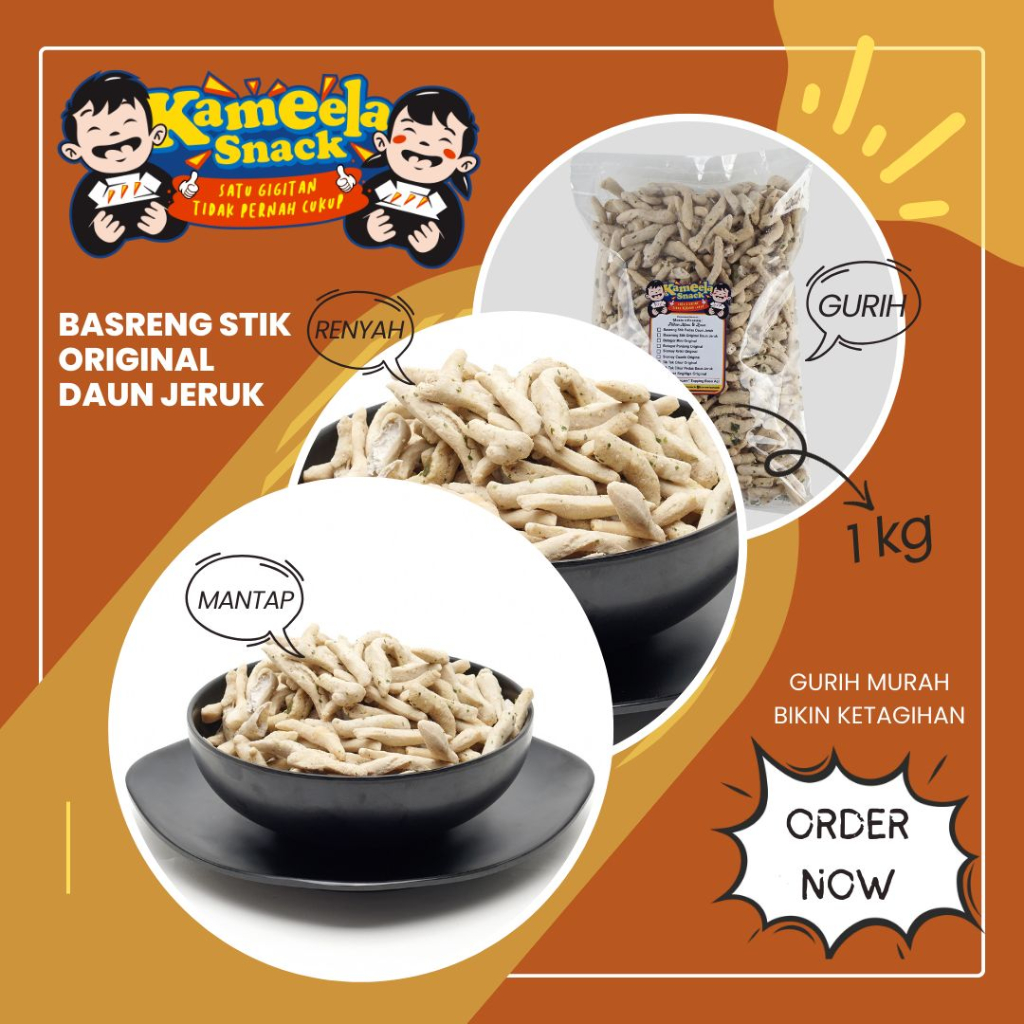 Jual Kameela Snack Basreng Stik Original Daun Jeruk 1kg | Shopee Indonesia