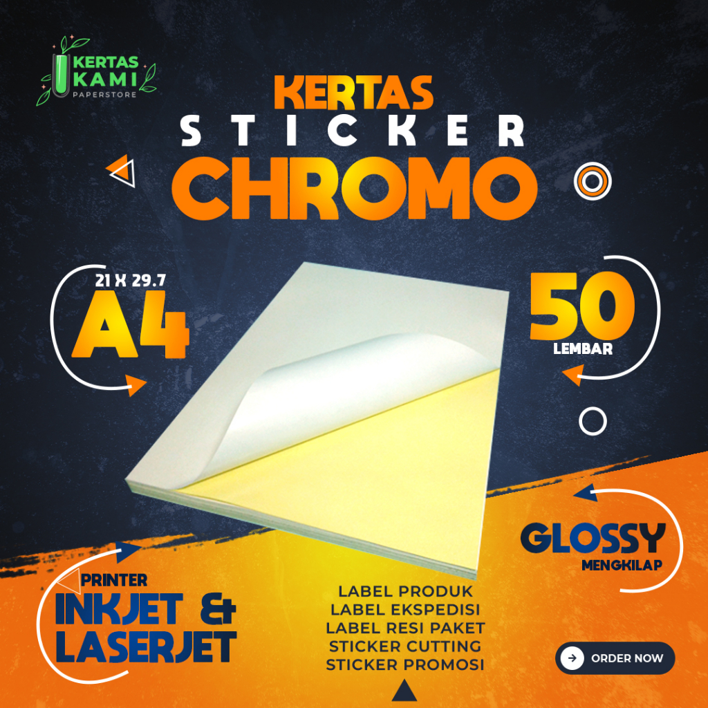 Jual Stiker Chromo Glossy A4 isi 50 Lembar - Kertas Sticker Chromo ...