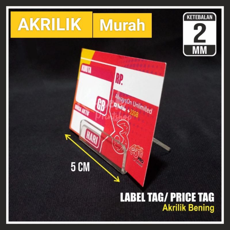 Jual Acrylic Akrilik Label Tag/DISPLAY HARGA VOUCHER PERDANA BAHAN ...