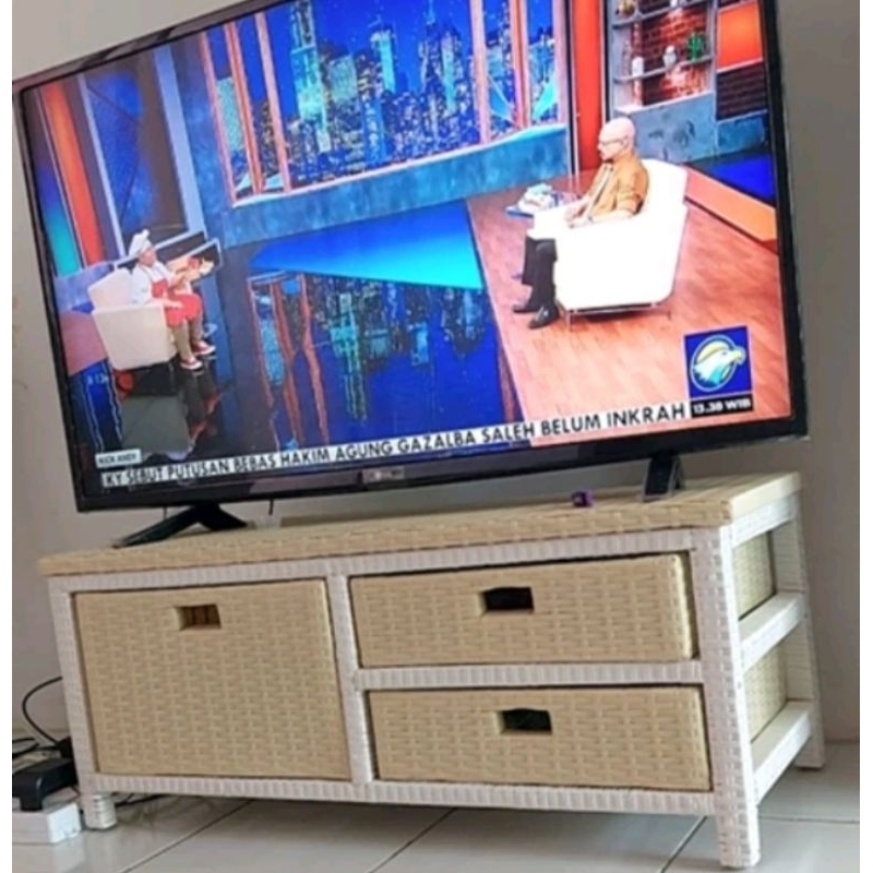 Jual Meja Tv Rotan Sintetis Meja Rak Laci 3 Serbaguna | Shopee Indonesia
