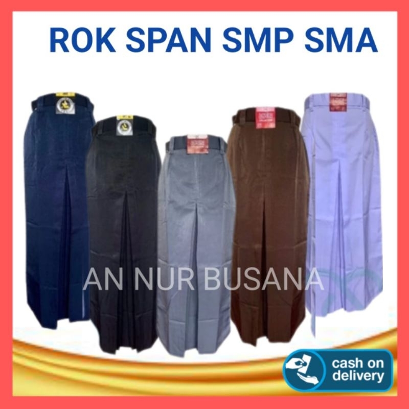 Jual Rok SMA Span Seragam Sekolah SMP SMA Hitam Putih Abu Biru Panjang ...