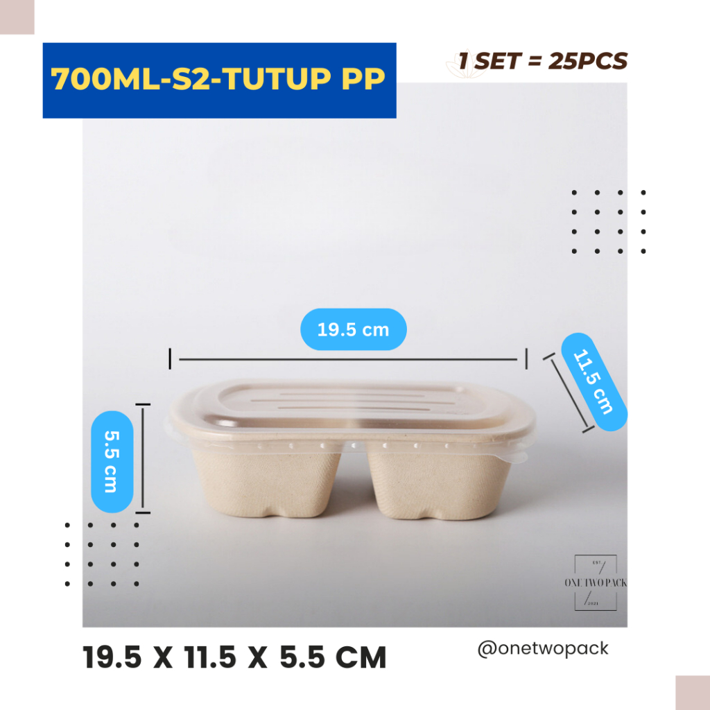 Jual [25 pcs] Take Away Box Kotak Makan Bagasse 500 / 700 / 1000 mL | Wheat Straw | Wadah ...