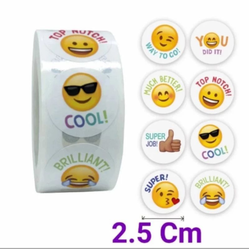 Jual 100 Pcs / 500 Pcs - Stiker Emoji Motivasi Anak Reward Sticker ...