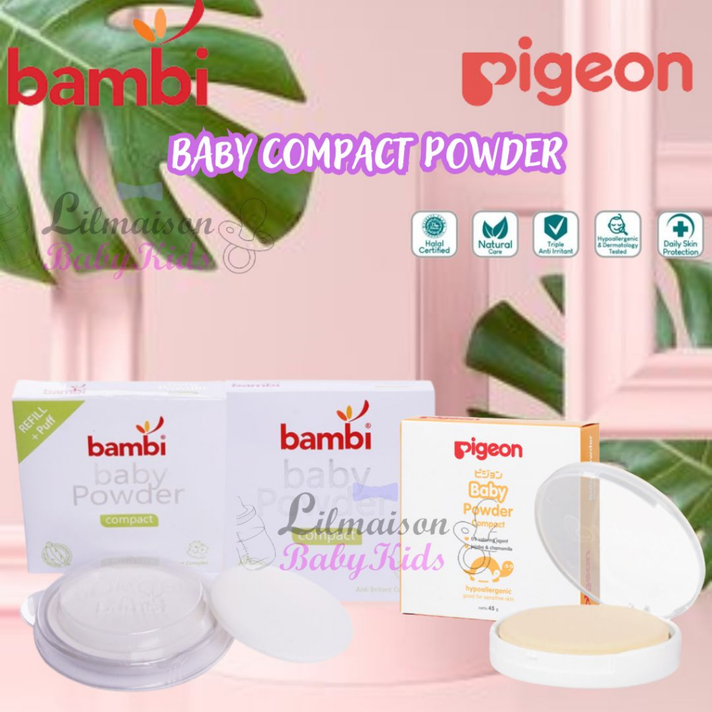 Jual Pigeon Baby Compact Powder Cake / Refill + Puff || Bambi Baby ...