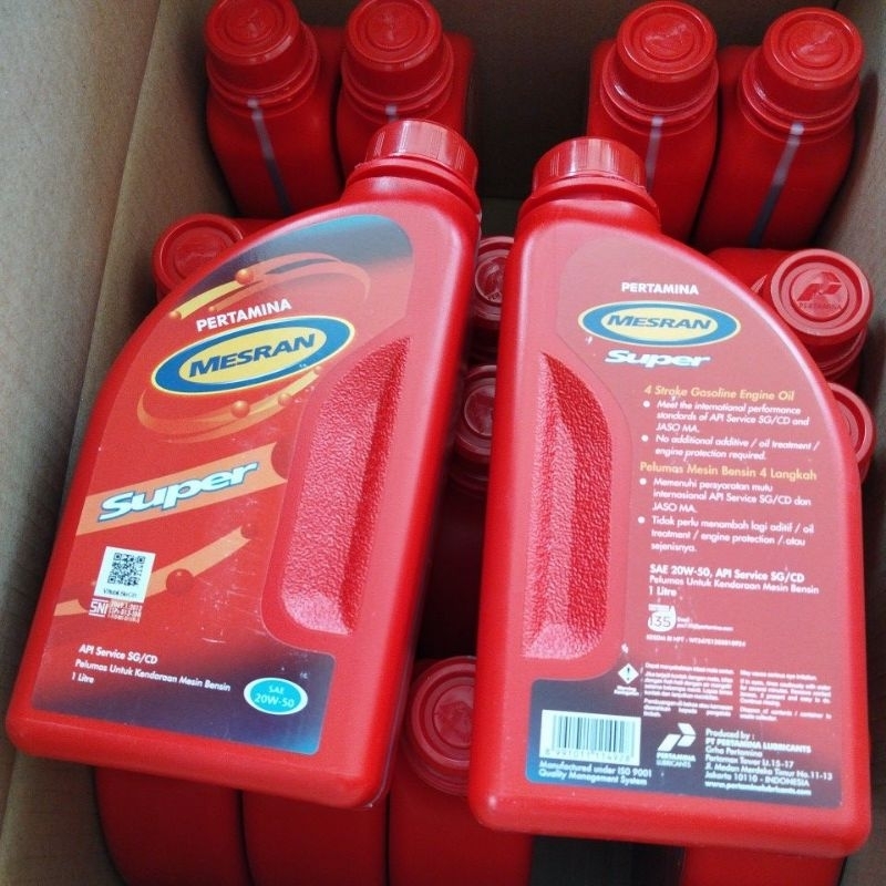 Jual oli mesran super 1 liter sae 20w-50 (dus 20 botol) | Shopee Indonesia