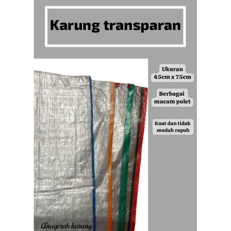 Jual karung 25kg transparan ukuran 45x75cm list hijau list biru list ...