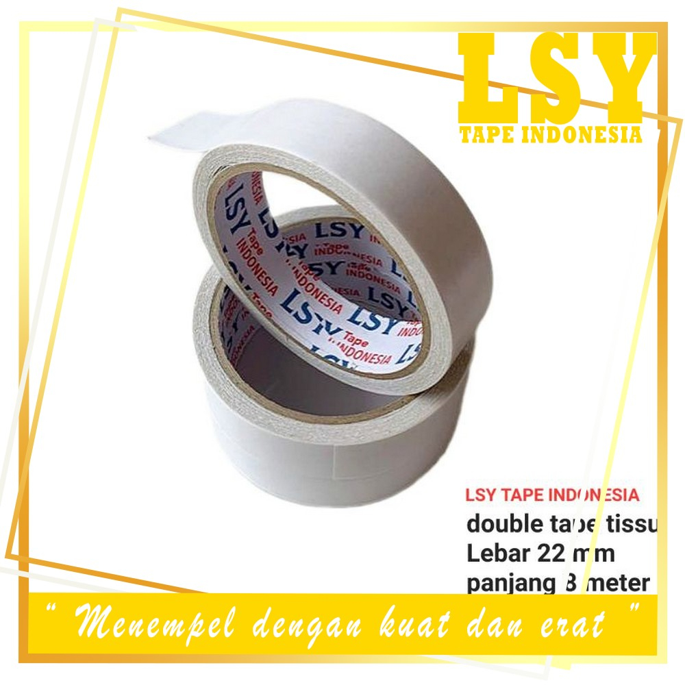 Jual LSY Double Tape 22mm x 10yard Full | Isolasi Tape Double 22mm x ...