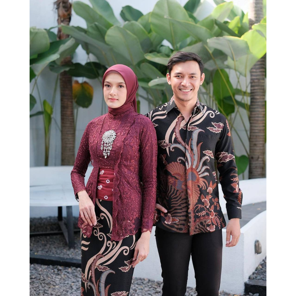 Jual Couple Kebaya BATIK KUTUBARU BURGUNDY Modern Baju Wisuda Tunangan ...