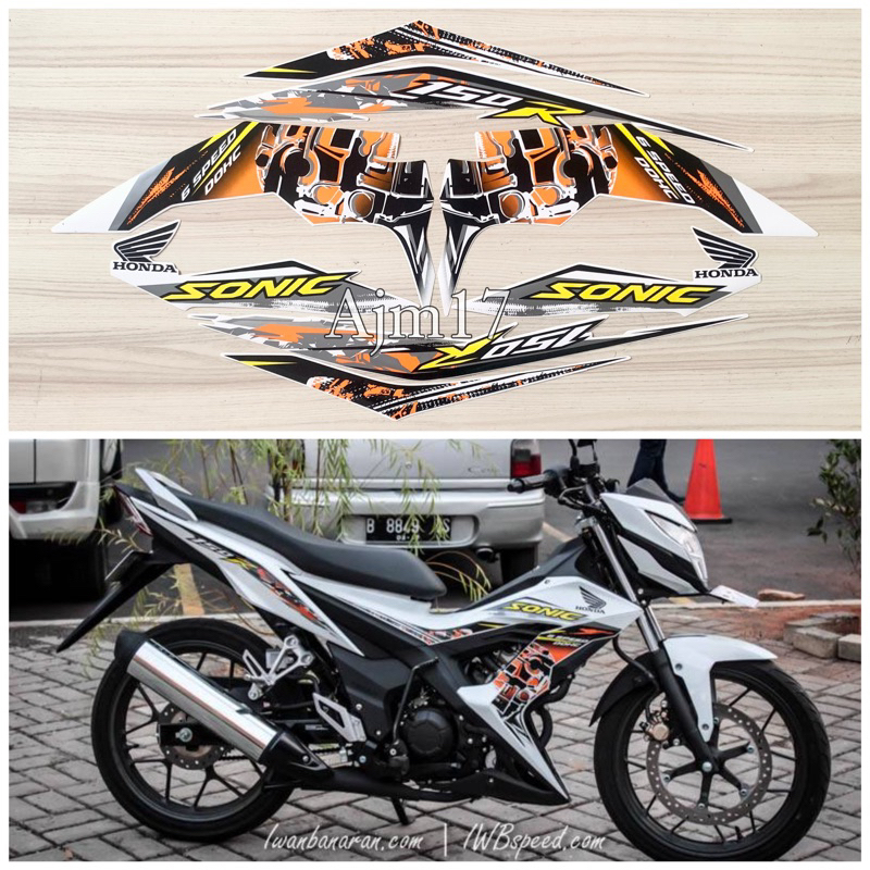 Jual STIKER STRIPING SONIC 2016 PUTIH LIS ORANGE | Shopee Indonesia