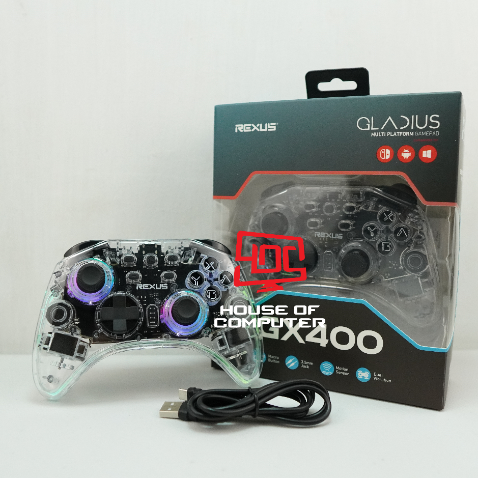 Jual GAMEPAD REXUS WIRELESS BLUETOOTH GLADIUS GX400 TRANSPARAN RGB 3 ...
