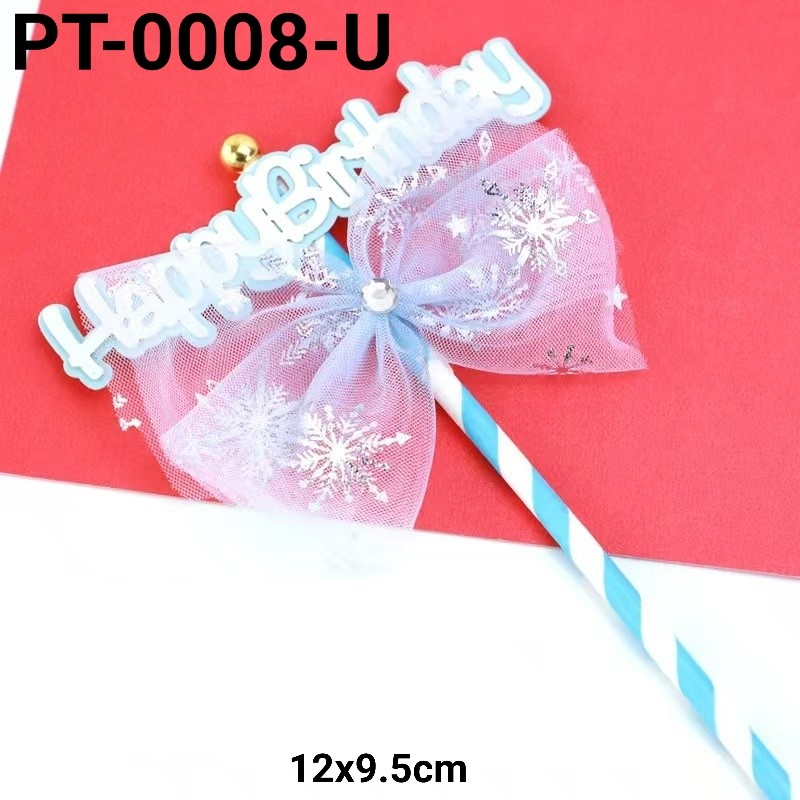 Jual GR-PT-0008 Cake topper hiasan kue pita putih pink biru ungu hitam ...