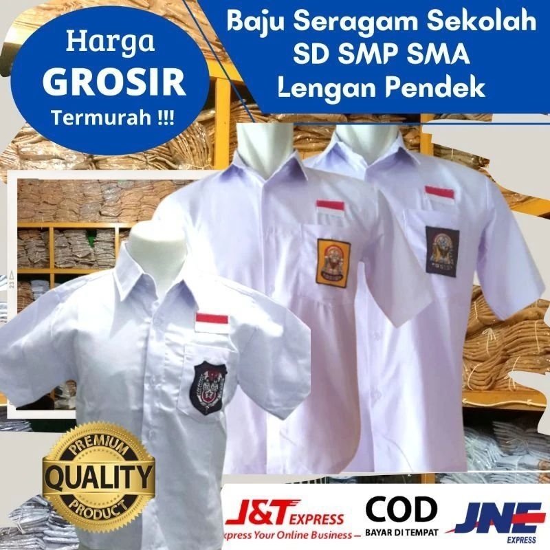 Jual Seragam sekolah SD SMP SMA baju putih lengan pendek | Shopee Indonesia
