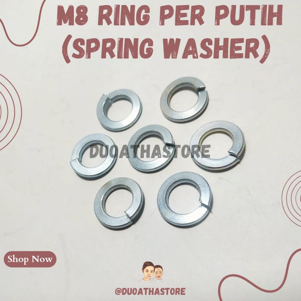 Jual M8 RING PER BESI PUTIH 8mm SPRING WASHER GALVANIS | Shopee Indonesia