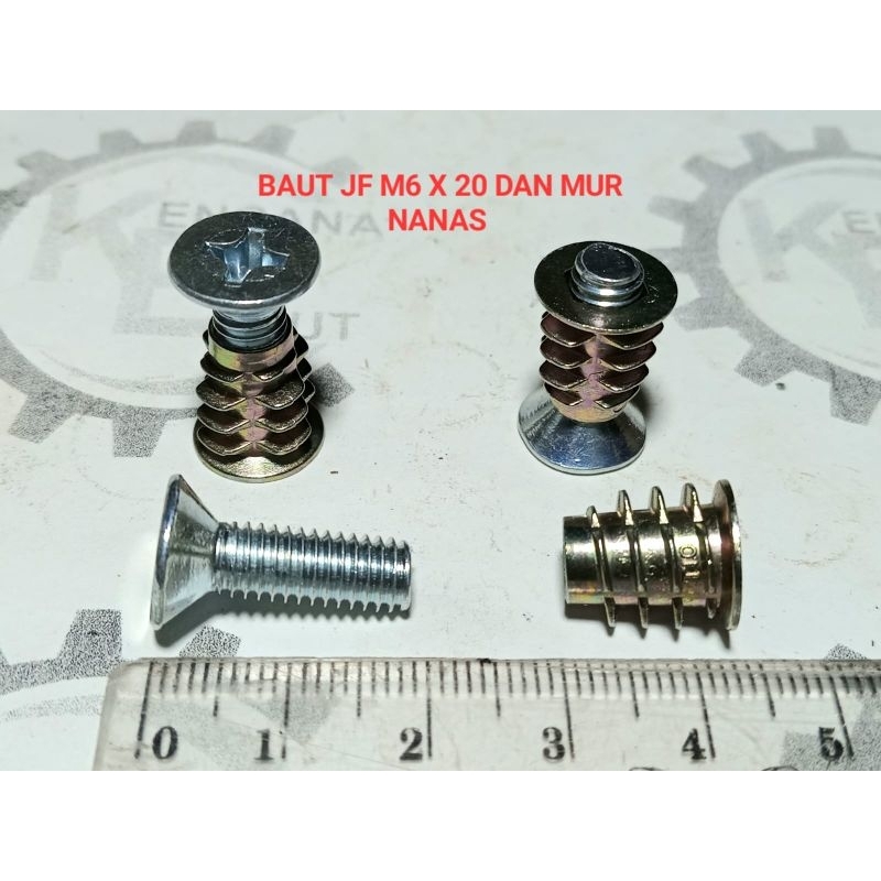Jual BAUT JF M6 X 20 MM MUR NANAS OD / BAUT MEBEL/ DIPAN / KNOCKDOWN KUNCI OBENG PLUS PANJANG 2 ...