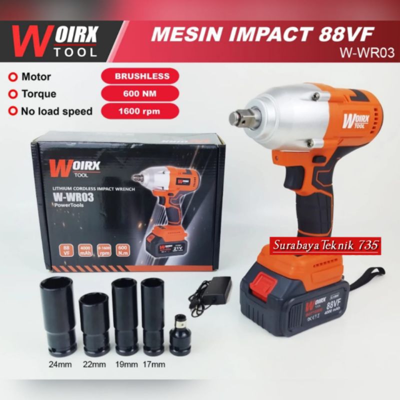 Jual Mesin Impact pembuka baut jumbo WOIRX 88 volt untuk buka roda ban ...