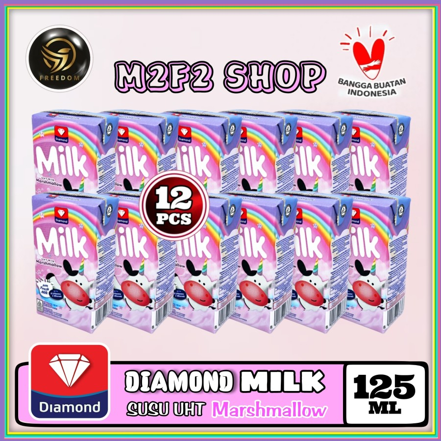 Jual DIAMOND Milk Susu Kotak UHT Marshmallow - 125 ml (Kemasan 12 Pcs) | Shopee Indonesia