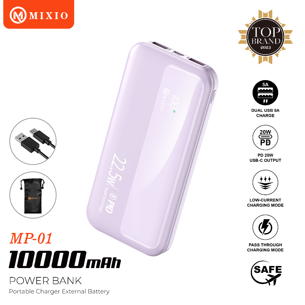 Jual MIXIO MP-01 22.5W 10000Mah Macaron Powerbank Slim Fast Charging ...