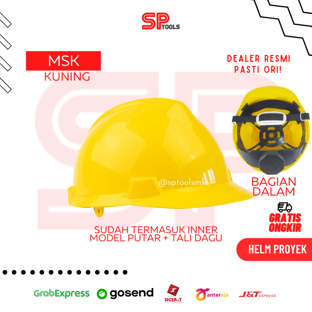 Jual HELM PROYEK SAFETY MSK KUNING + RANGKA TALI / SAFETY HELMET SNI ...