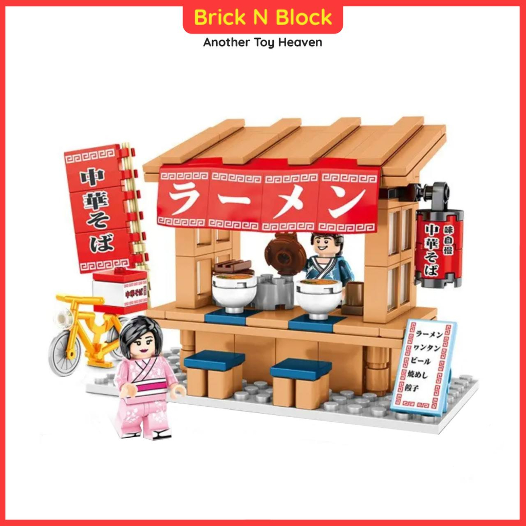 Jual Brick N Block- Japanese Street View Takoyaki Sushi Ramen Stall Sembo Block Building Mainan ...