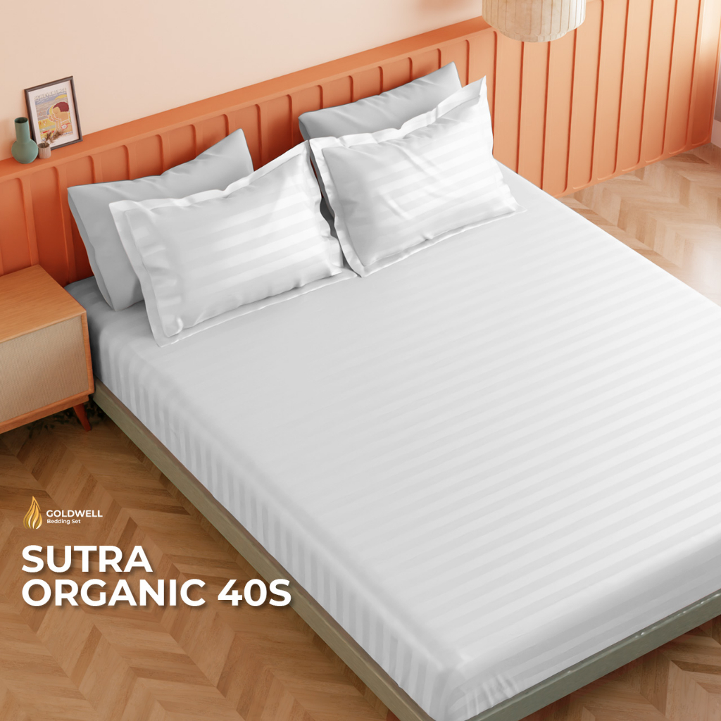 Jual Sprei Set Sutra Organik Motif Salur 40s Serat Bamboo Silk Single ...