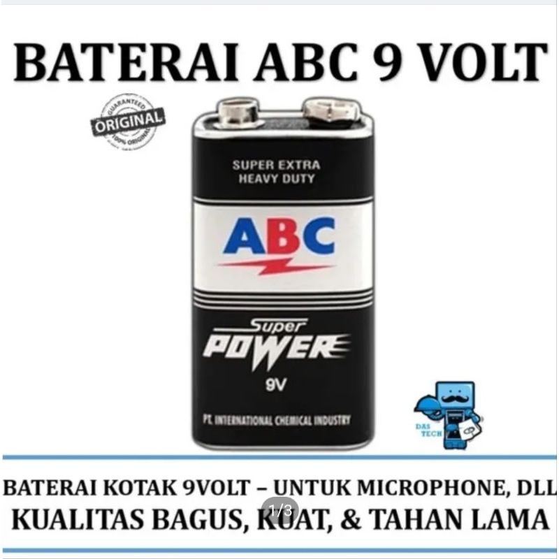 Jual BATERAI ABC SUPER POWER 9V KEMASAN 1 PCS ORIGINAL 100% | Shopee ...