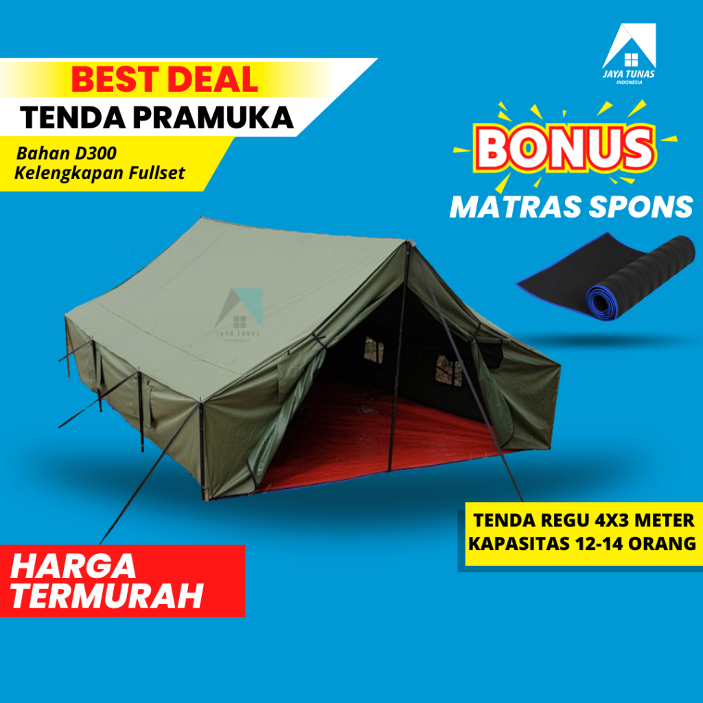 Jual Tenda Barak 3mx4m Komando Regu Tent Pramuka Camping Serbaguna ...