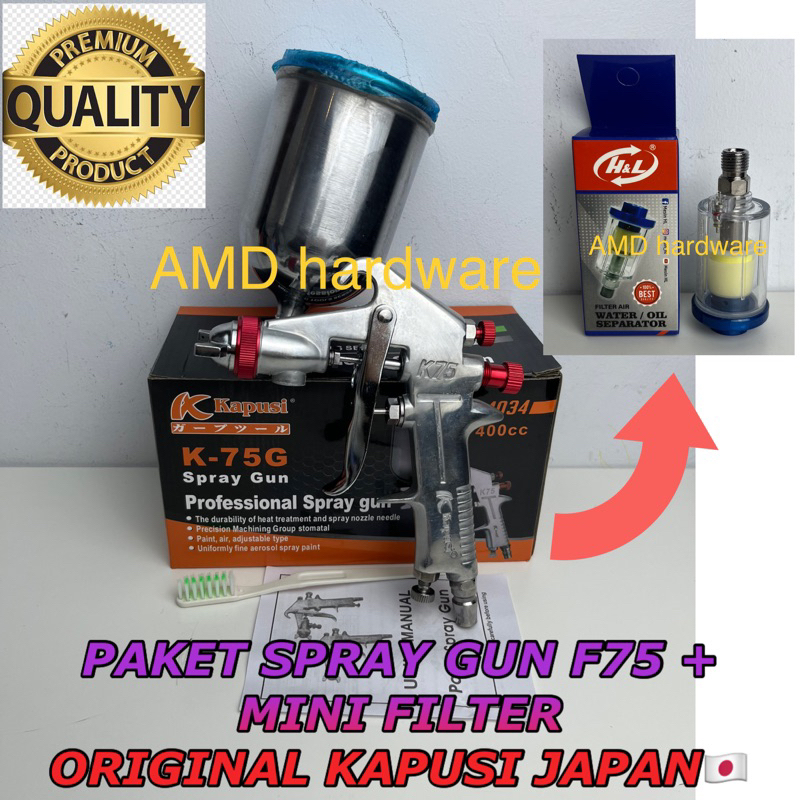 Jual Spray Gun F 75 /Semprotan Cat Spet Tabung Atas F75 Kapusi Japan Original memakai angin ...