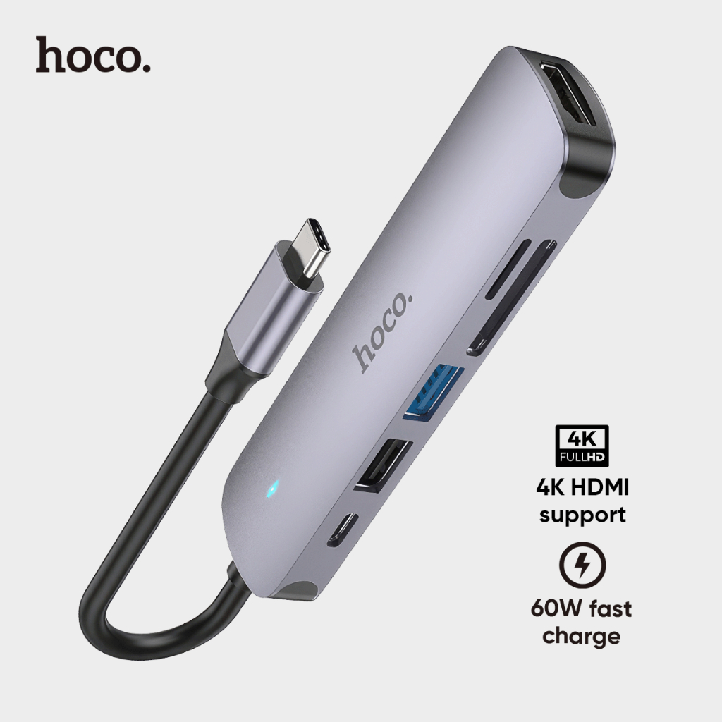 Jual HOCO Type-C Konverter 60W PD Type-C Ports + 2 USB Ports + SD/TF ...