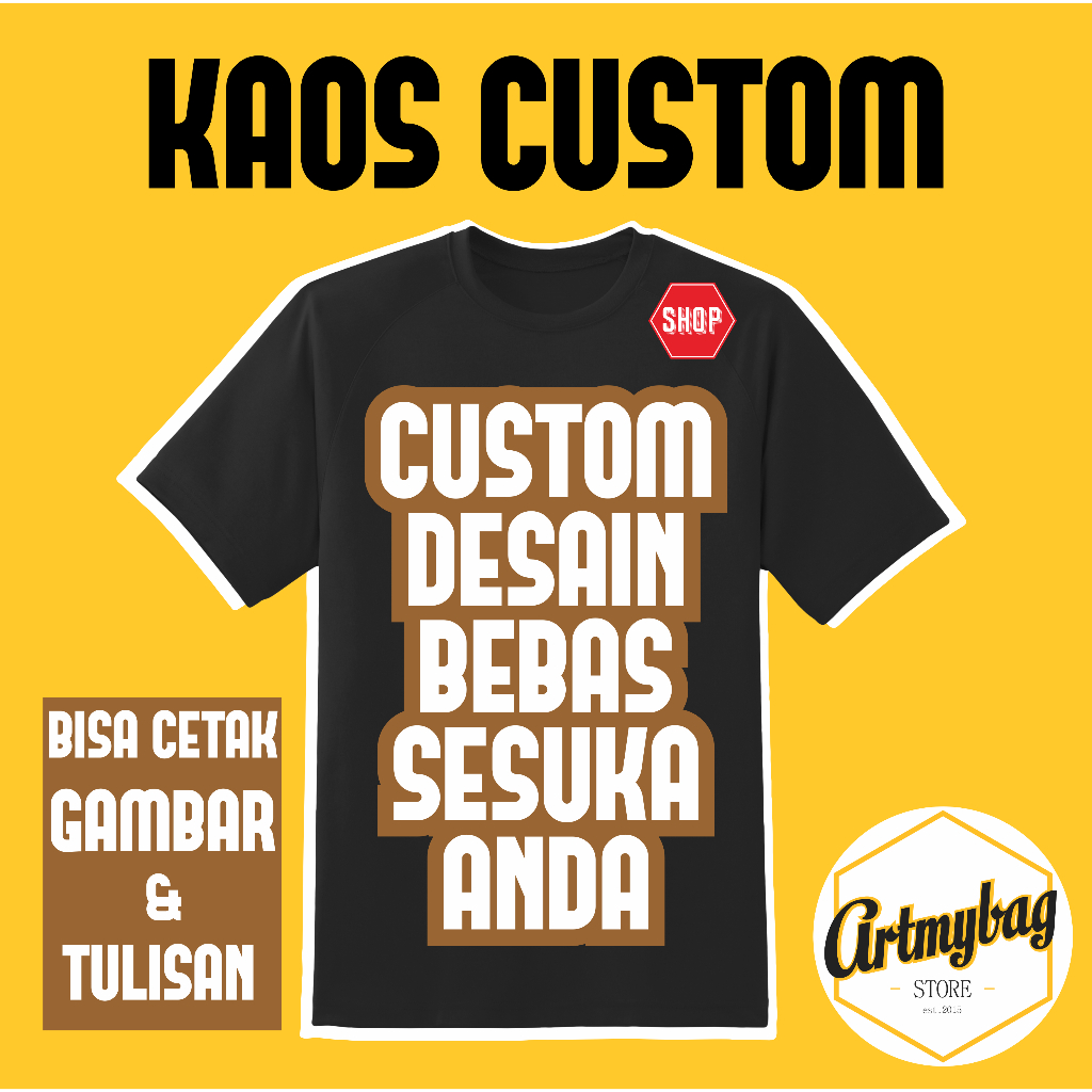 Jual KAOS SATUAN SABLON CUSTOM BISA Desain Gambar dan Tulisan CETAK DTF PREMIUM | Shopee Indonesia