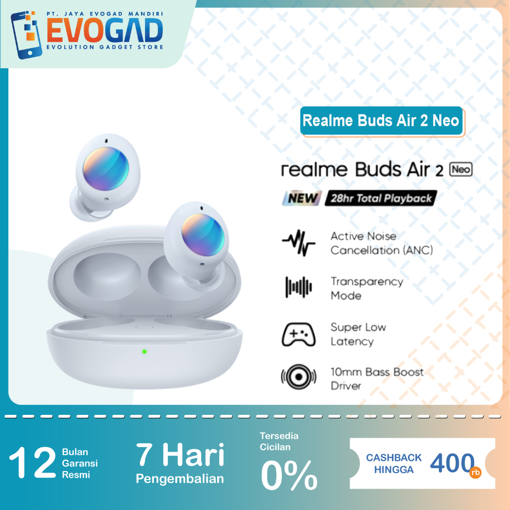 Jual Realme Buds Air 2 Neo | 28hr total playback, 10mm Dynamic Bass ...